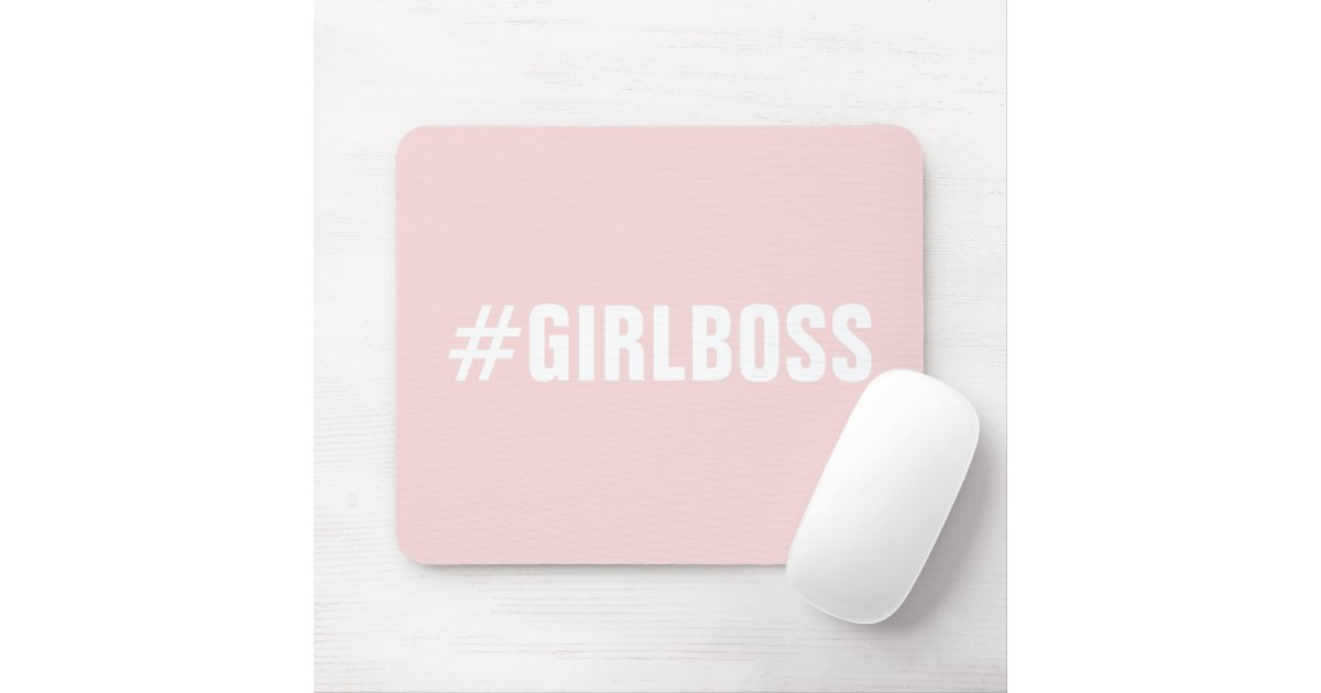 Modern pink blush girl boss typography mouse pad | Zazzle