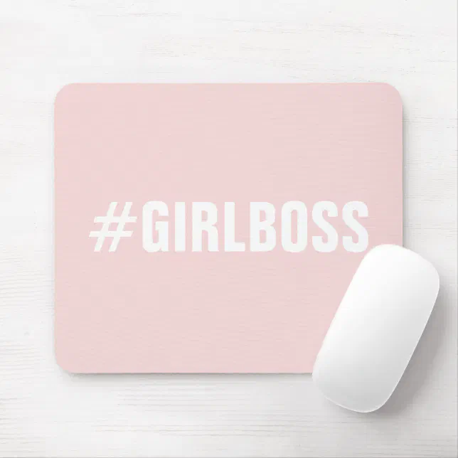 Modern pink blush girl boss typography mouse pad | Zazzle