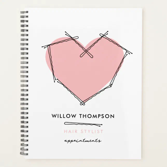 Modern Pink Bobby Pins Hair Stylist Appointments Planner | Zazzle