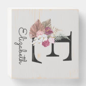Modern Pink Boho Girly Floral Initial E Wooden Box Sign | Zazzle