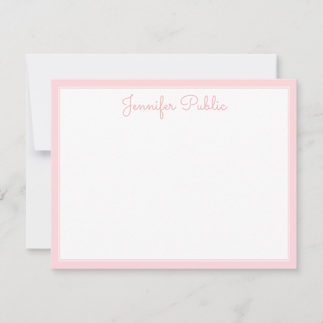 Modern Pink Border Template Handwritten Script | Zazzle
