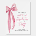 Modern Pink Bow Coquette Graduation Party Welcome Foam Board | Zazzle