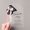 Modern Pink Bow Graduation Cap Arch Acrylic Invitations | Zazzle