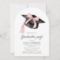 Modern Pink Bow Graduation Cap Graduation Arched Invitation | Zazzle