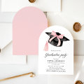Modern Pink Bow Graduation Cap Graduation Arched Invitation | Zazzle