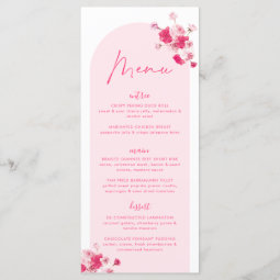 Modern Pink Bright Floral Bridal Shower Roses Menu | Zazzle