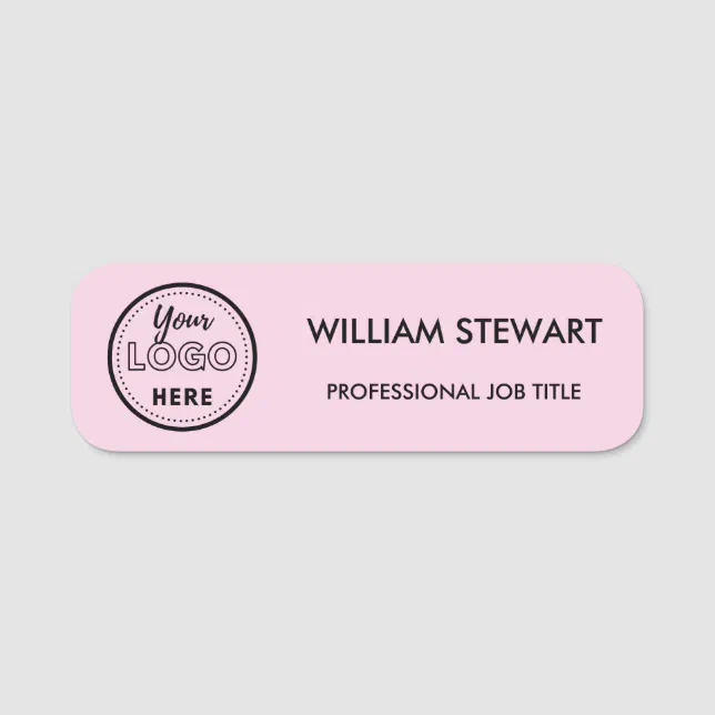 Modern Pink business logo Company Employee Staff Name Tag | Zazzle