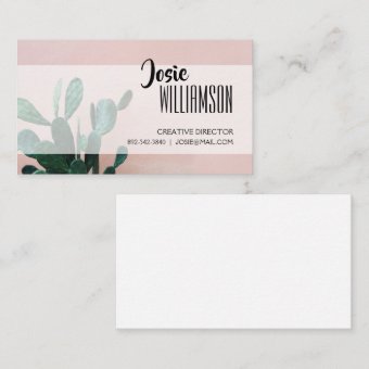 Modern Pink Cactus Business Card | Zazzle