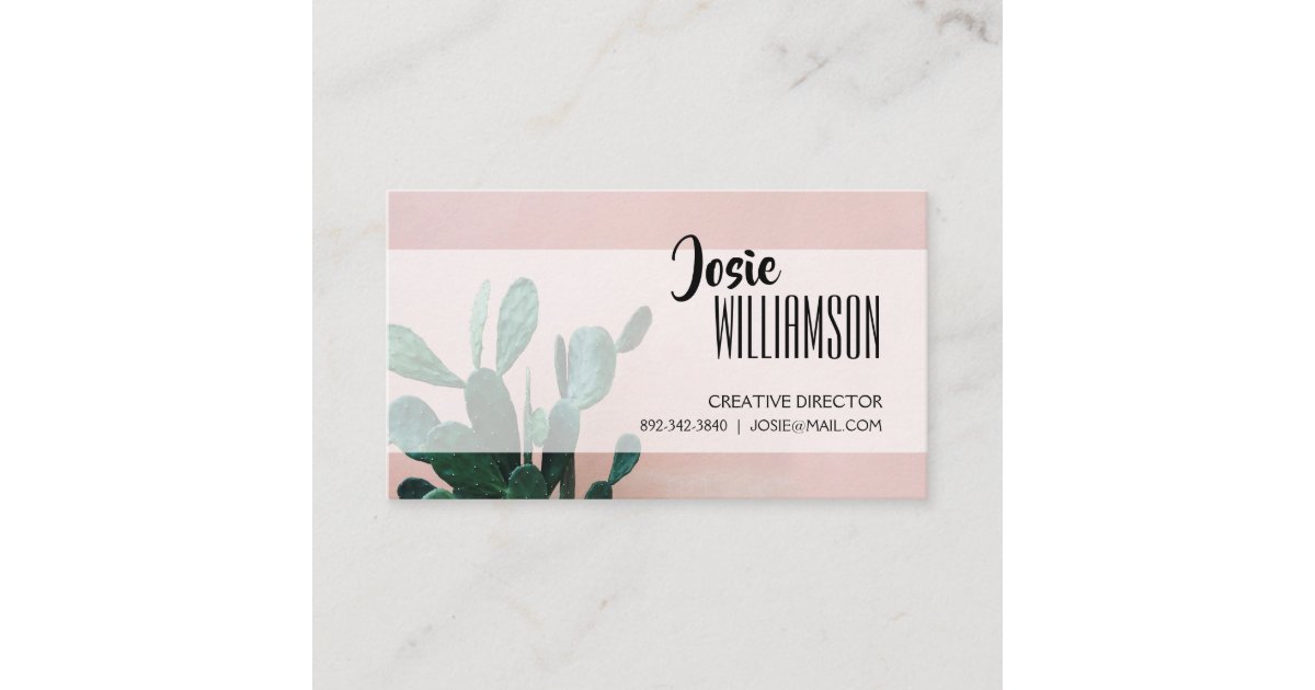 Modern Pink Cactus Business Card | Zazzle