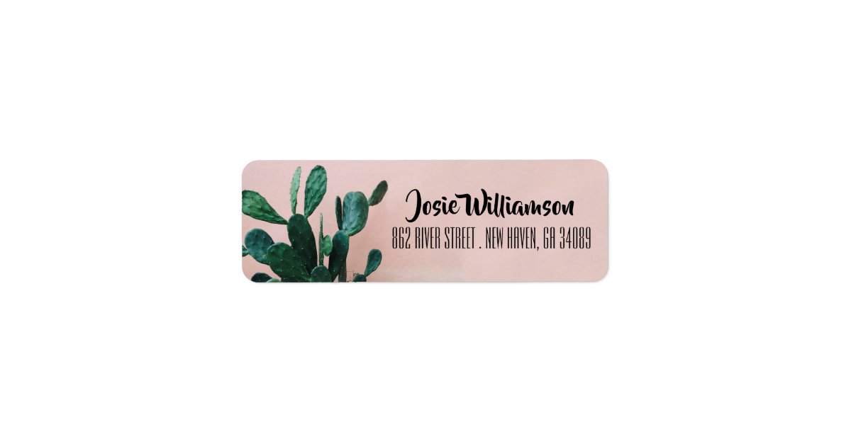 Modern Pink Cactus Label | Zazzle
