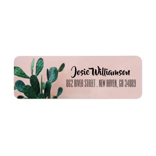 Modern Pink Cactus Label | Zazzle