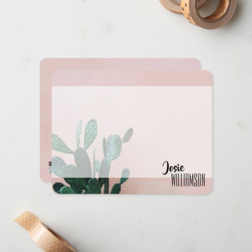 Modern Pink Cactus Note Card | Zazzle