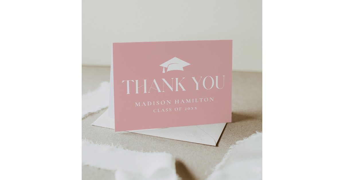Modern Pink Class of 2025 Graduation Thank You Card | Zazzle