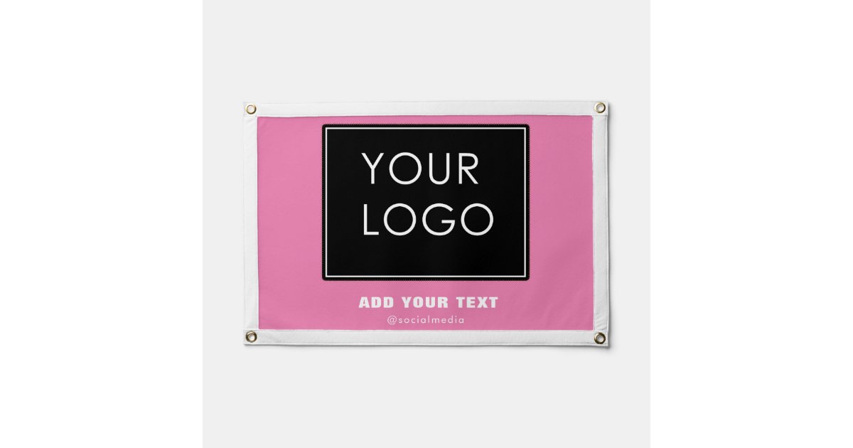 Modern Pink Company Business Logo Branded Pennant | Zazzle