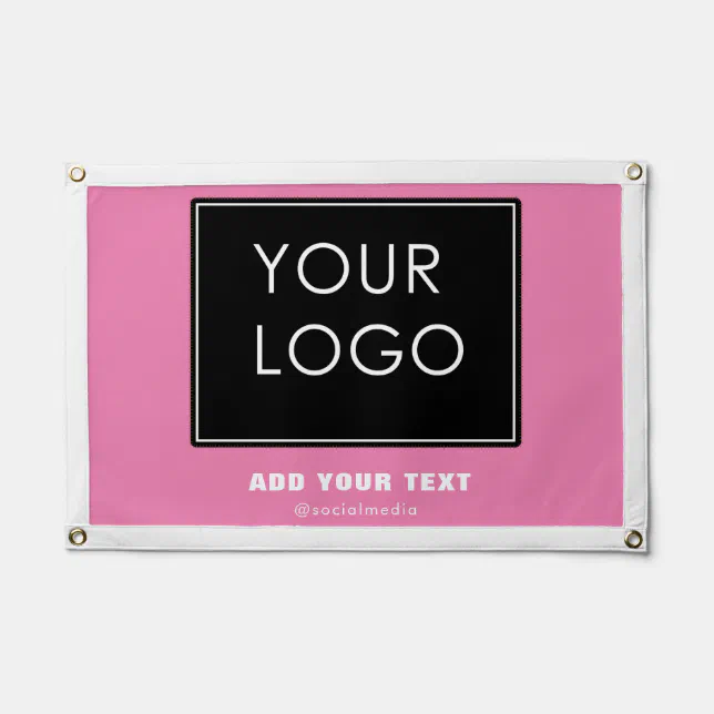 Modern Pink Company Business Logo Branded Pennant | Zazzle