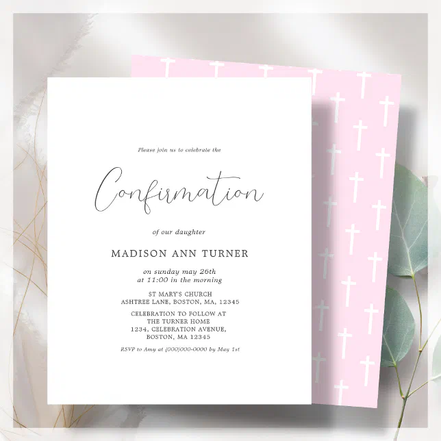 Modern Pink | Confirmation Budget Invitation | Zazzle