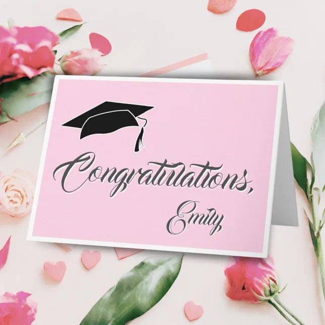 Modern Pink Congratulations Graduation Card | Zazzle