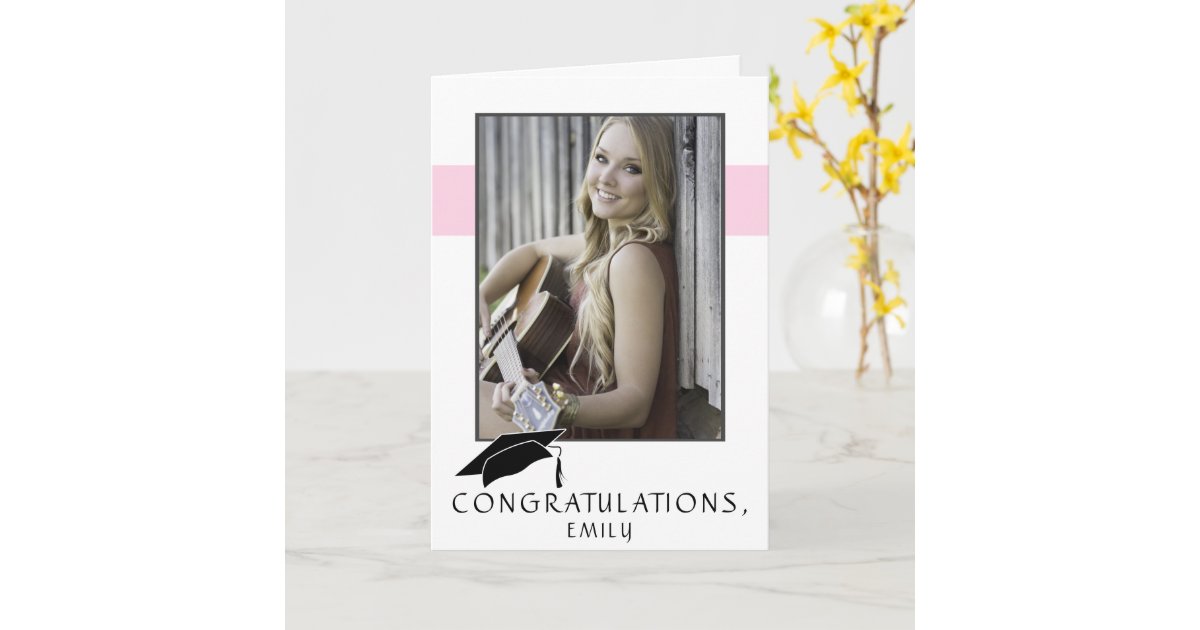 Modern Pink Congratulations Graduation Photo Card | Zazzle