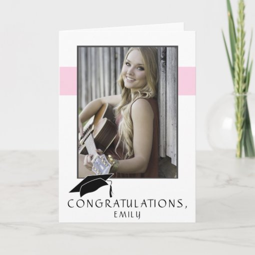 Modern Pink Congratulations Graduation Photo Card | Zazzle