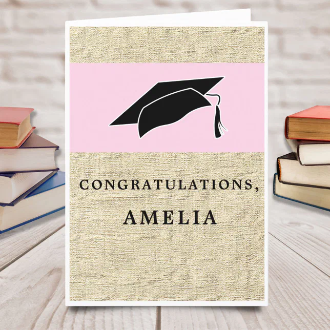 Modern Pink Congratulations Rustic Graduation Card | Zazzle