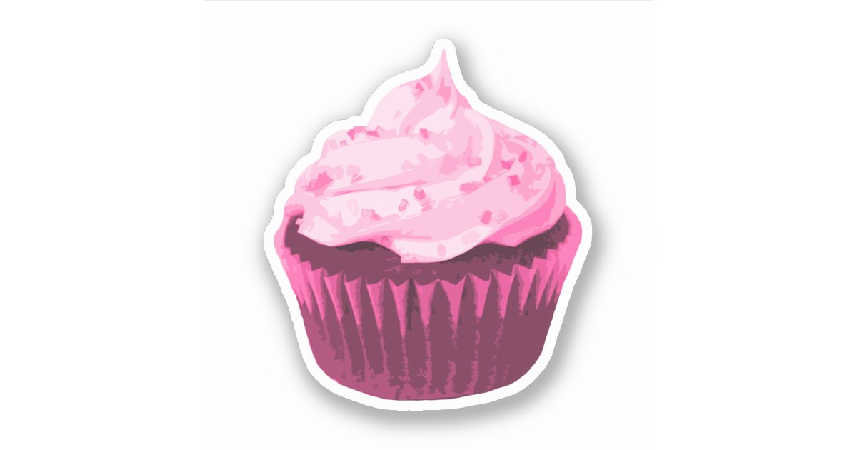 Modern Pink Cupcake Sticker | Zazzle