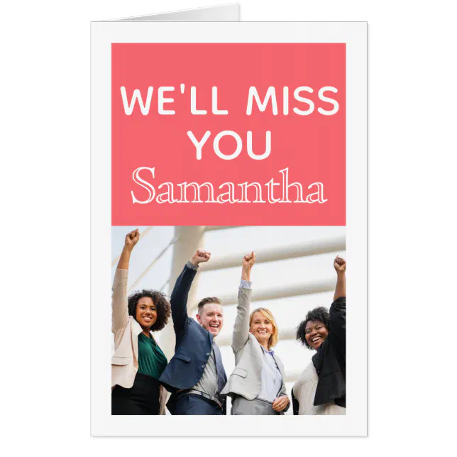 Modern Pink Custom Photo Farewell or Retirement Card | Zazzle