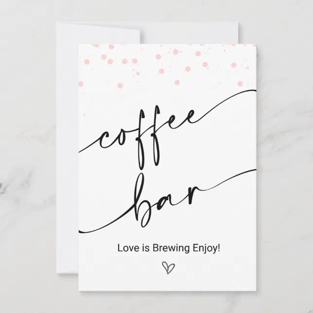 Modern Pink Dots Coffee Bar Sign Invitation | Zazzle
