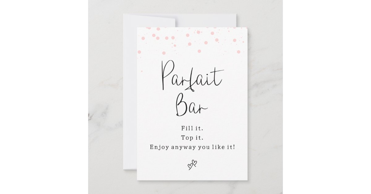 Modern Pink Dots Parfait Bar Sign Invitation | Zazzle