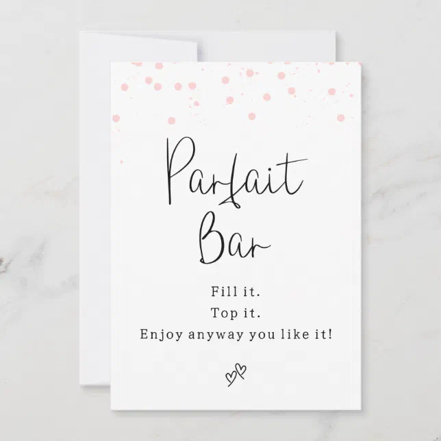 Modern Pink Dots Parfait Bar Sign Invitation | Zazzle