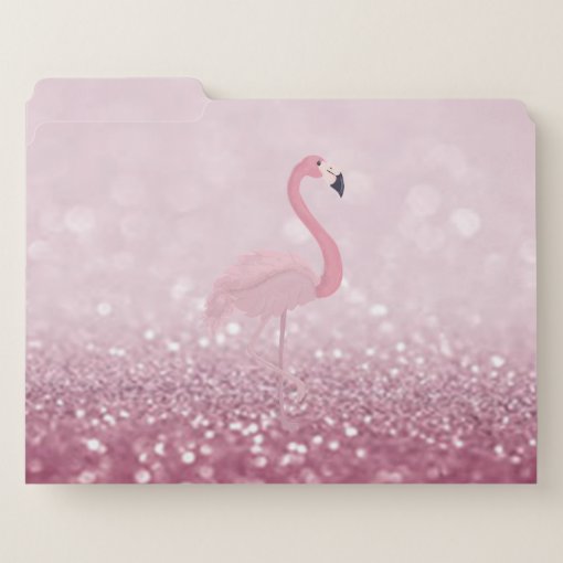 Modern Pink Flamingo, Pineapple Glitter Bokeh File Folder | Zazzle