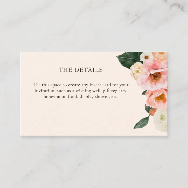 Modern Pink Floral Bridal Shower Enclosure Card | Zazzle