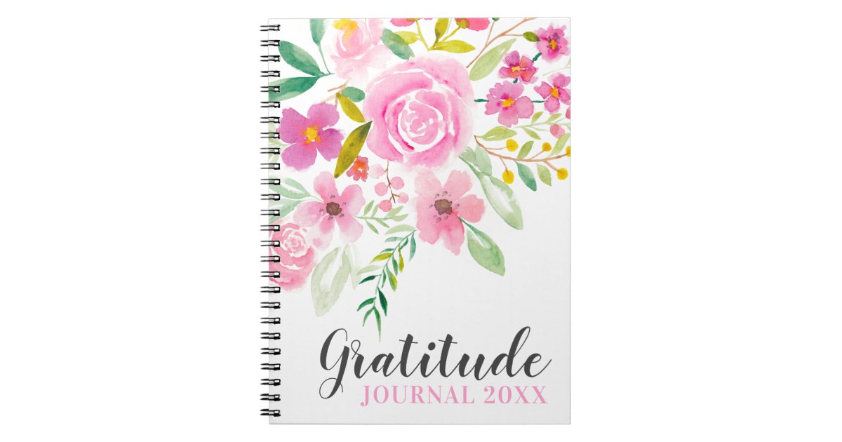 Modern pink floral watercolor gratitude journal | Zazzle