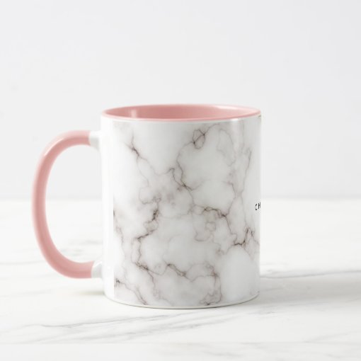 Modern Pink Geometric Marble Personalized Mug | Zazzle