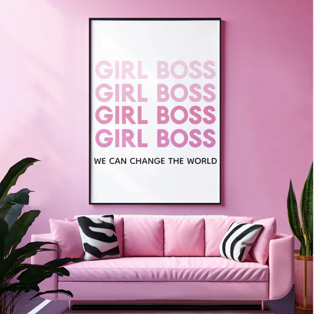 Modern Pink Girl Boss Best Girly Gift Poster | Zazzle