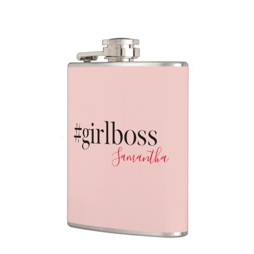 Modern Pink Girl Boss & Name | best Girly Gift Flask | Zazzle