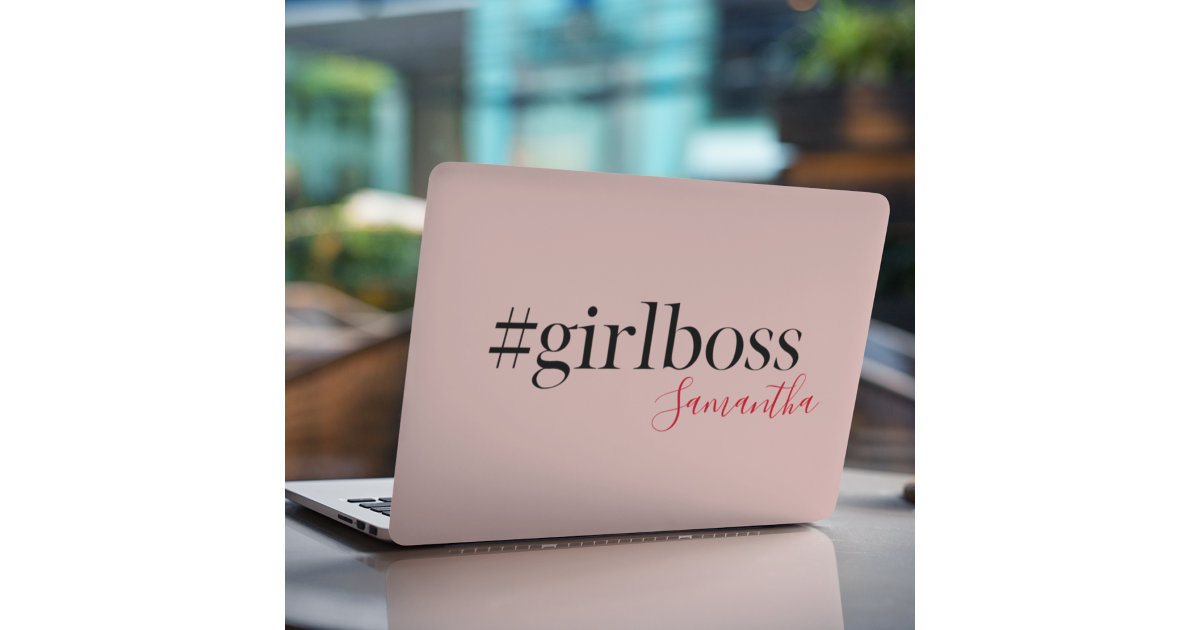 Modern Pink Girl Boss & Name | best Girly Gift HP Laptop Skin | Zazzle