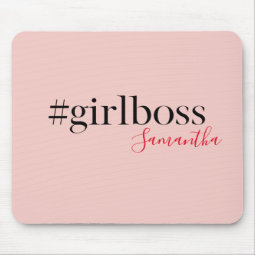Modern Pink Girl Boss & Name | best Girly Gift Mouse Pad | Zazzle