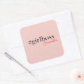 Modern Pink Girl Boss & Name | best Girly Gift Square Sticker | Zazzle