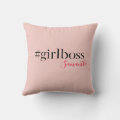 Modern Pink Girl Boss & Name | best Girly Gift Throw Pillow | Zazzle