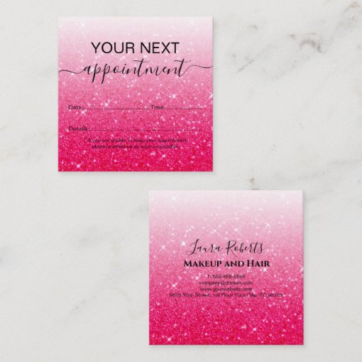 Modern Pink Glitter Appointment Card | Zazzle