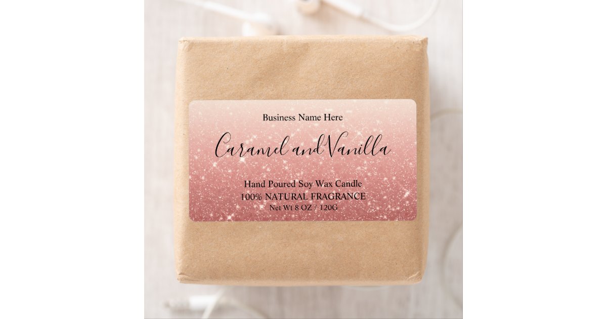 Modern Pink Glitter Candles Label | Zazzle
