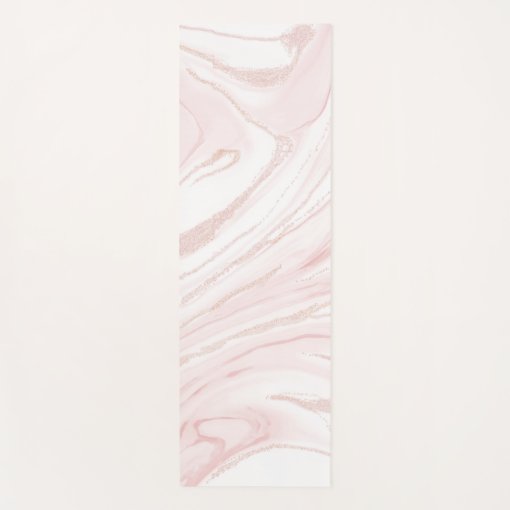 Modern Pink Glitter Marble Yoga Mat | Zazzle