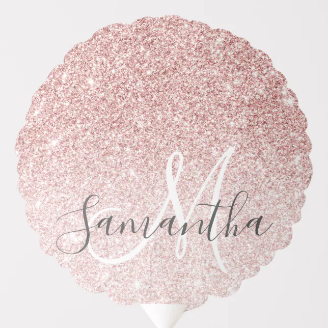 Modern Pink Glitter Sparkles Personalized Name Balloon | Zazzle