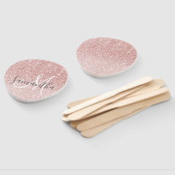 Modern Pink Glitter Sparkles Personalized Name Hand Fan | Zazzle
