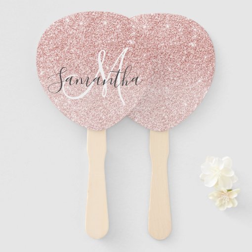 Modern Pink Glitter Sparkles Personalized Name Hand Fan | Zazzle