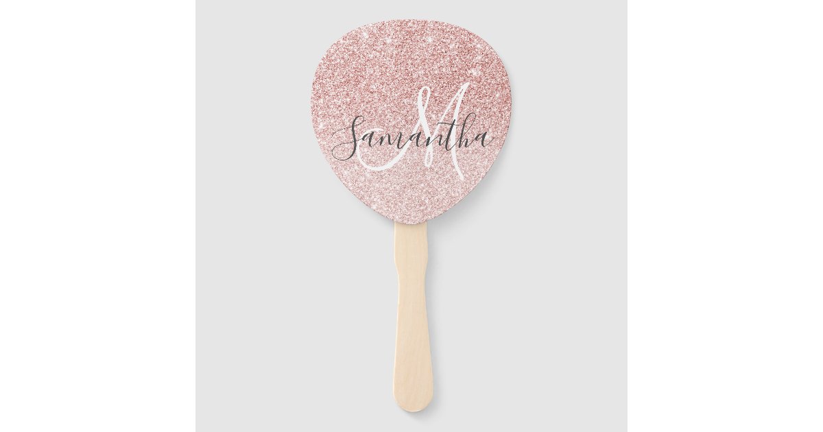 Modern Pink Glitter Sparkles Personalized Name Hand Fan | Zazzle