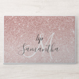 Modern Pink Glitter Sparkles Personalized Name HP Laptop Skin | Zazzle
