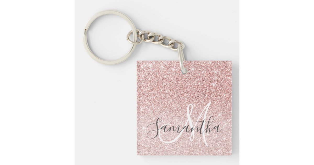 Modern Pink Glitter Sparkles Personalized Name Keychain | Zazzle.com