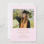 Modern Pink & Gold Photo Girl Graduation Invitation | Zazzle