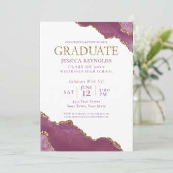 Modern Pink Gold Photo Graduation Party Invitation | Zazzle